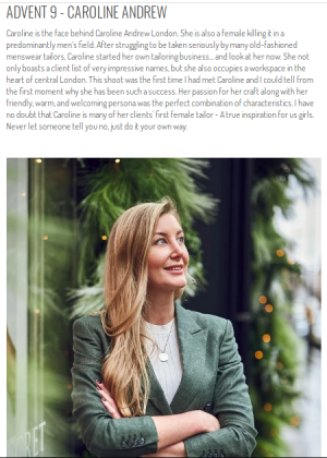 Caroline Andrew | News | Bespoke Tailor for Men & Women